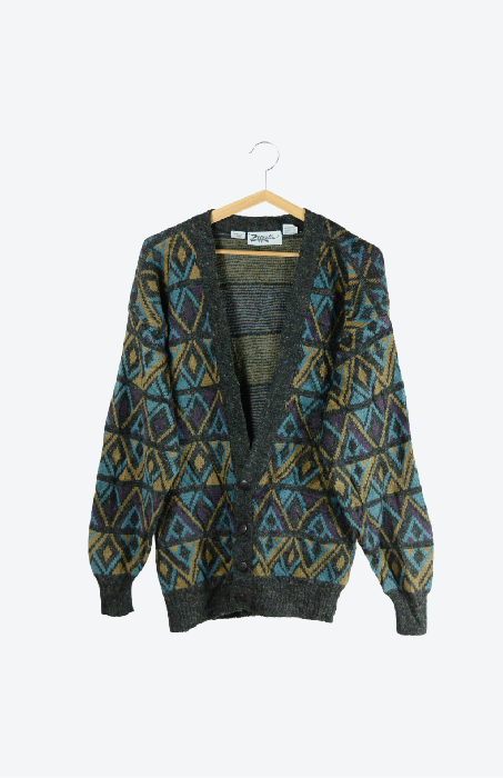 Retro funky vzorovaný propínací svetr M/L :: Felicityfoxs